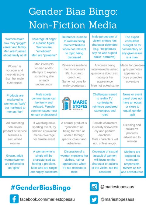 Gender Bias in the Media: Gender Bias Bingo | MSI Australia